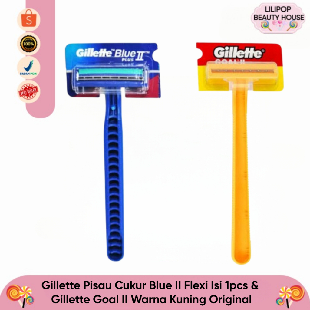Jual Gillette Pisau Cukur Blue II Flexi Isi 1pcs & Gillette Goal II ...