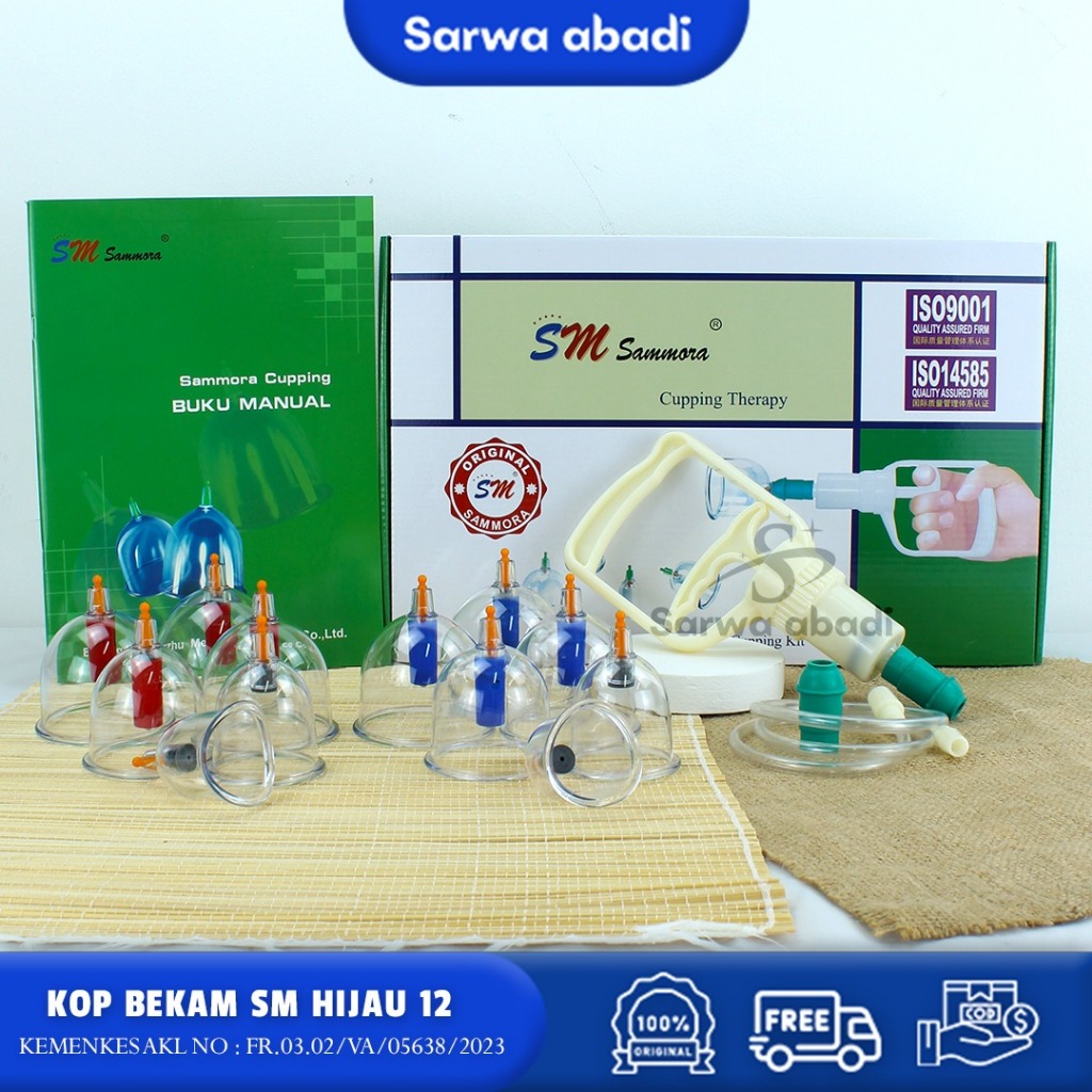 Jual Kop / Alat Bekam isi 12 / Kop Angin SM / Hijamah Cupping Therapy Sammora Hijau 12 pcs ...
