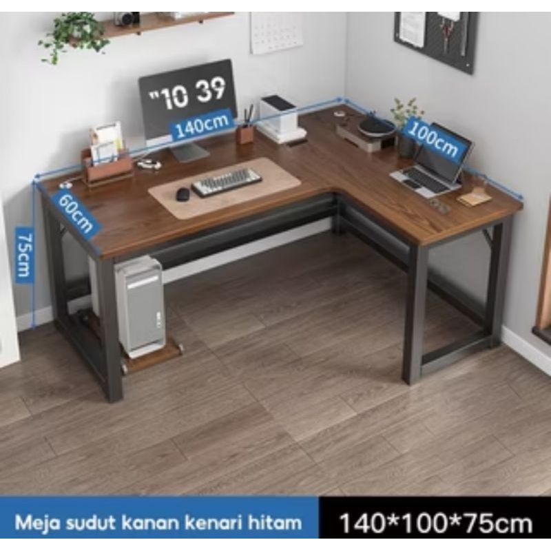 Jual meja kantor/meja gaming/meja leter L serat karbon | Shopee Indonesia
