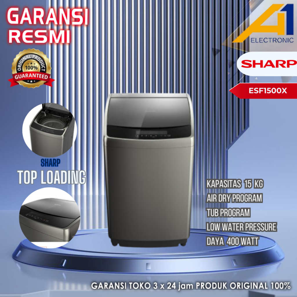 Jual MESIN CUCI SHARP ESF1500X / ESF-1500X TOP LOADING INVERTER SERIES 15Kg | Shopee Indonesia