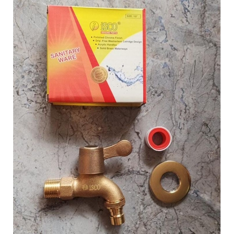 Jual KRAN TAMAN KUNINGAN 1/2" ISCO ORIGINAL KRAN KUNINGAN MODEL ENGKOL ...