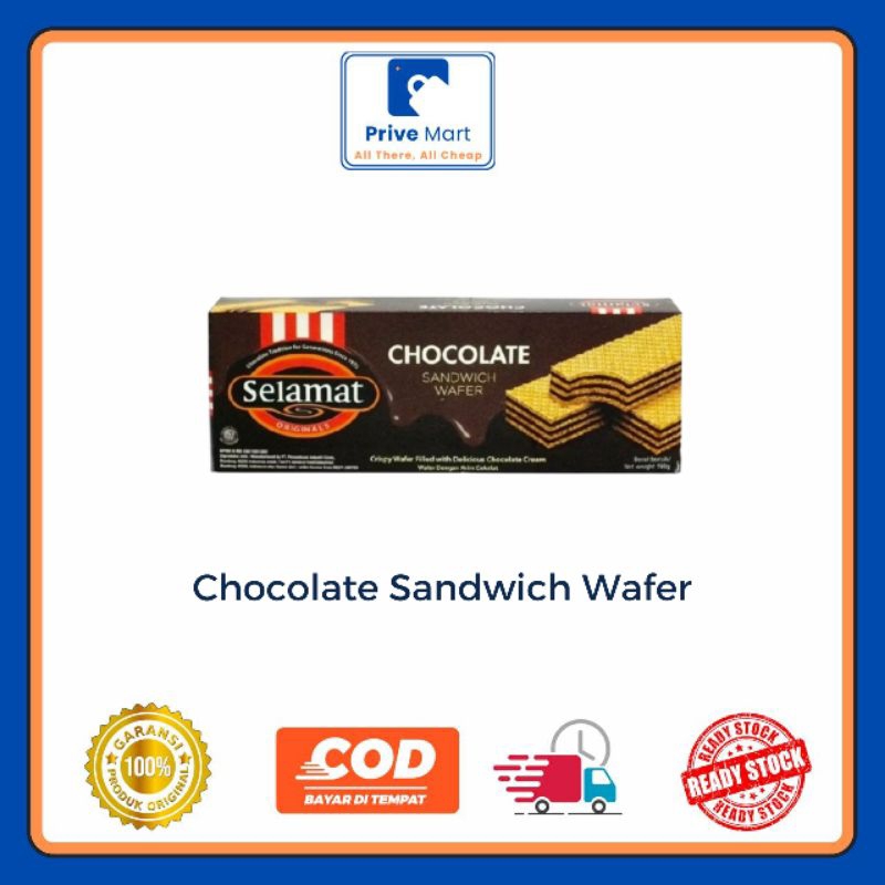 Jual Selamat Chocolate Sandwich Wafer 145g Prive Mart | Shopee Indonesia