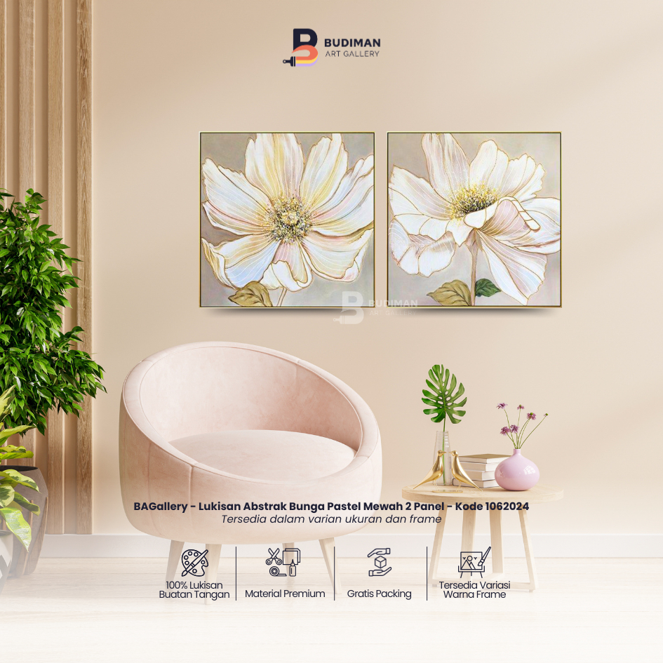 Jual BAGallery - Lukisan Hiasan Dinding Aesthetic Abstrak Bunga Pastel ...