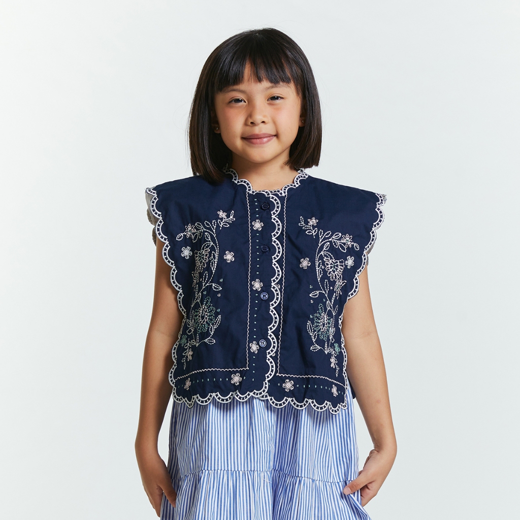 Jual COTTONINK Mini - Outerwear Vest Anak Perempuan Navy Embroidery ...