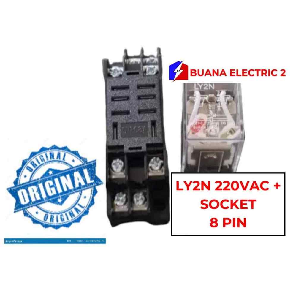 Jual Relay LY2N 220vac + socket - 8 pin / relay ly2n 220v ly2 220vac | Shopee Indonesia