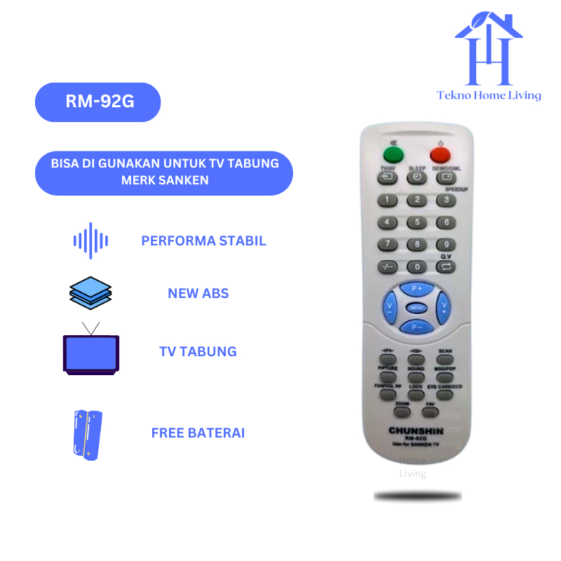 Jual Remote TV Tabung Sanken Multi Universal Langsung Bisa Dipakai CHUNSHIN RM-92G | Shopee ...
