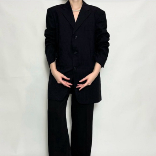 Jual RE/CYCLED - Navy Striped Blazer - Outer Jas Warna Biru Navy Motif ...