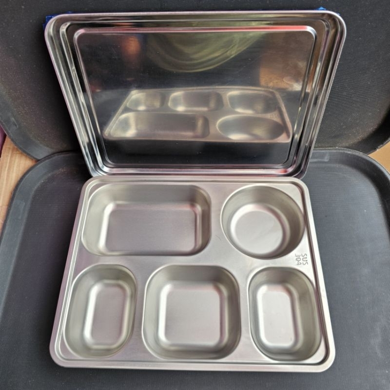 Jual Food Tray SUS 304 / Kotak Makan 5 Sekat / Bento / Bekal / Plato ...