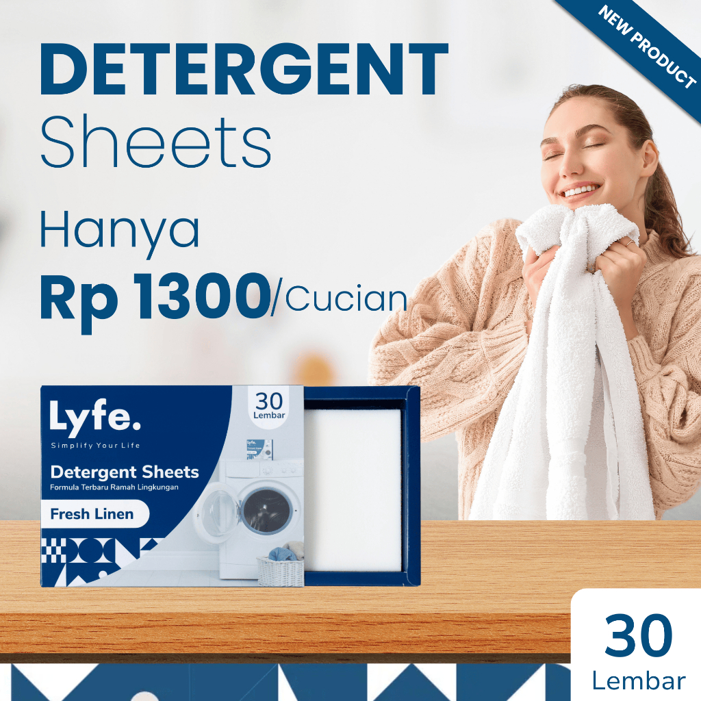 Jual Lyfe Detergent Kertas Konsentrat, Fresh Linen, 30 Lembar ...