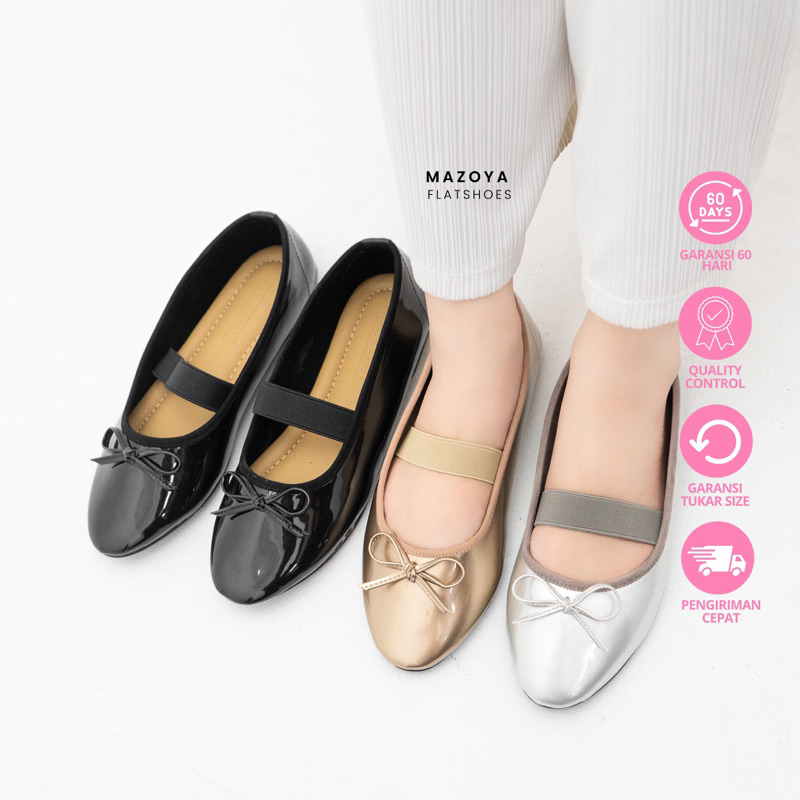 Jual Bellashoesjkt Mazoya Flatshoes Wanita Casual Model Ballet Daily ...