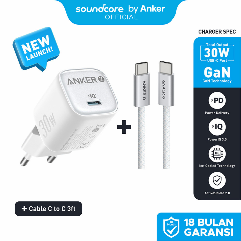 Jual Anker Zolo GaN 30W 20W Adaptor Kepala Charger iPhone 17 16 15 Samsung Type C PD Ice-Cooled ...