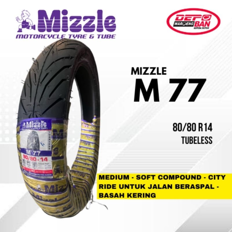 Jual BAN MATIC DEPAN TUBLESS MERK MIZZLE TYPE M77 UKURAN 80/80-14 ...