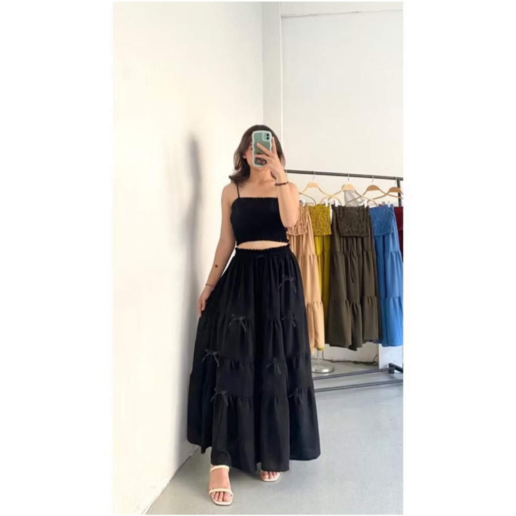 Jual Laura One Set Rok Rempel Plus Kemben / Stelan Rok Kerut Rempel ...