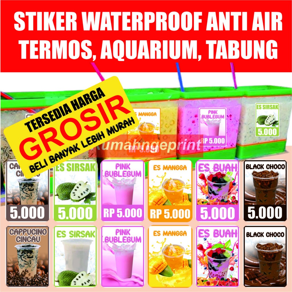 Jual Stiker Termos Aesthetic Tahan Air Sticker Es Aquarium Tulisan ...