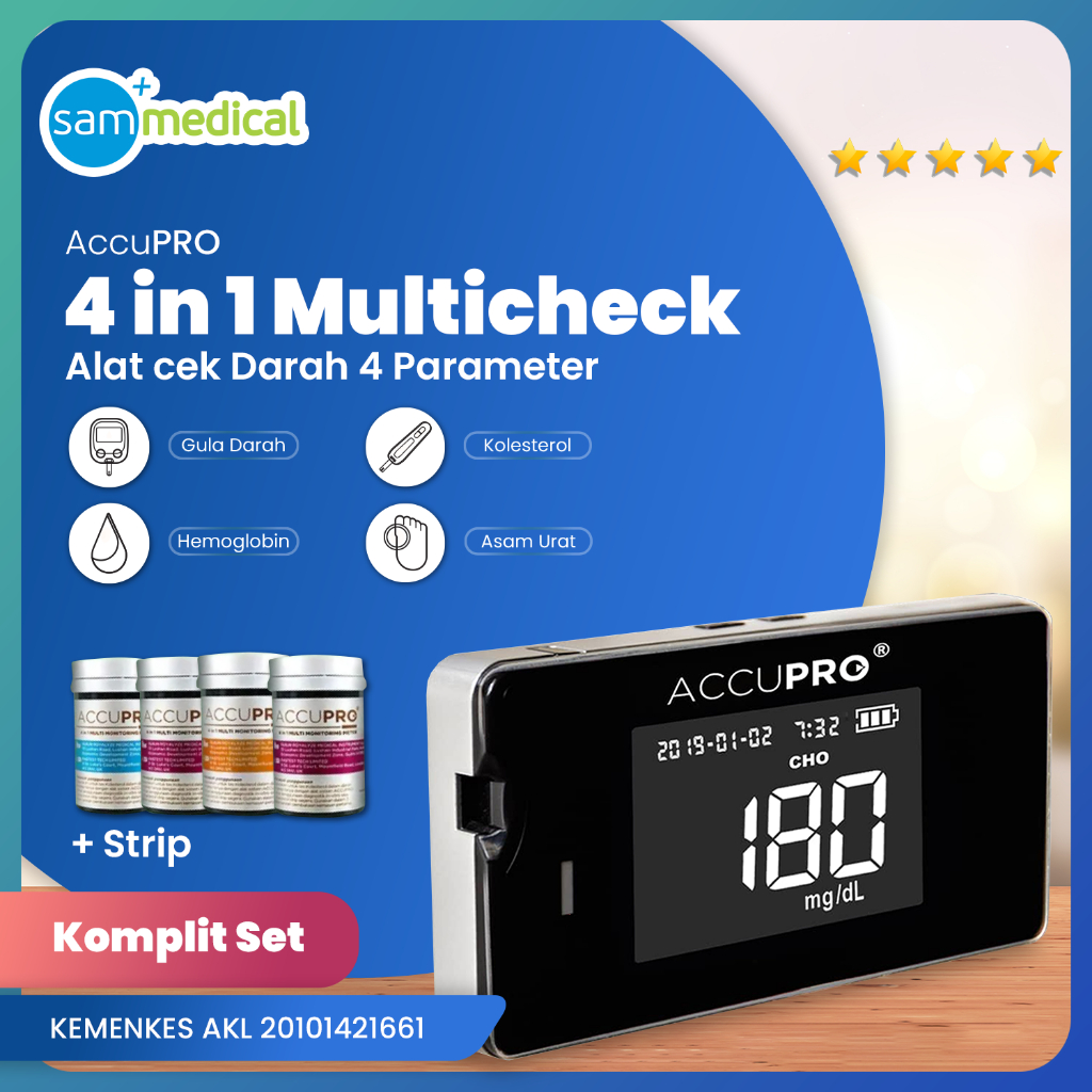 Jual AccuPro Multicheck 4in1 / Cek Gula, Cholesterol , Asam Urat dan ...