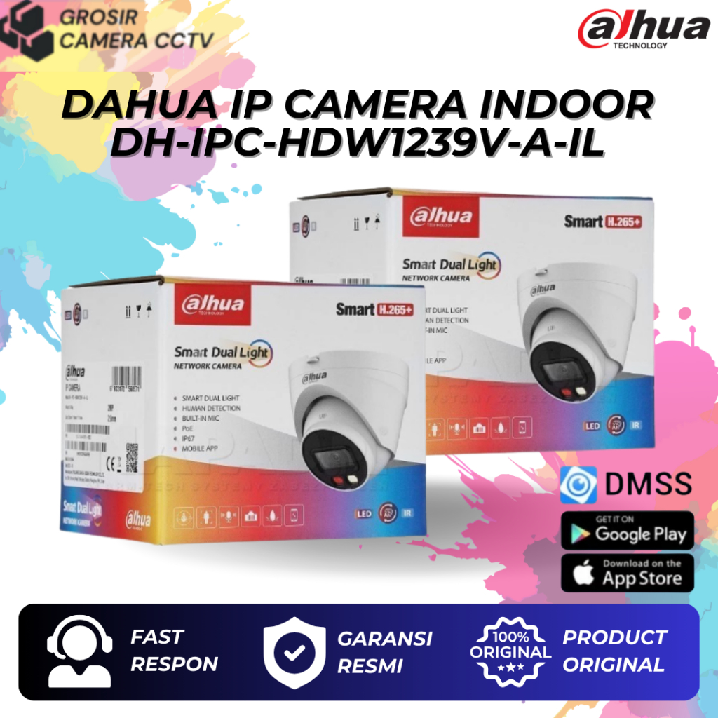 Jual DAHUA IP CAMERA IN DOOR 2MP SMART DUAL LIGHT AUDIO DH-IPC-HDW1239V-A-IL ORIGINAL DAHUA ...