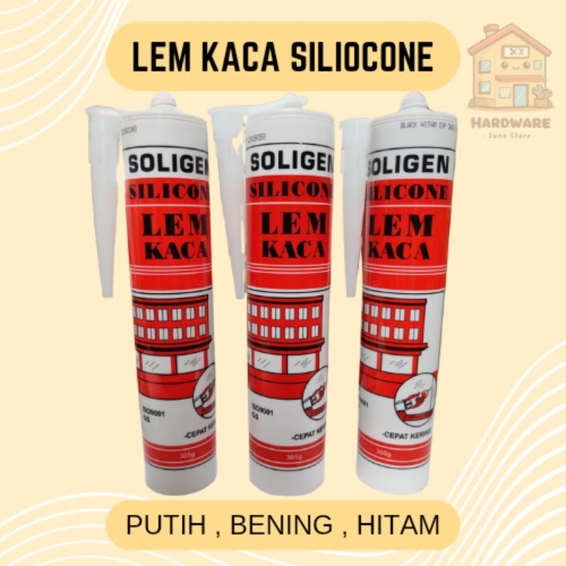 Jual Lem Kaca Silikon | Soligen | Lem Kaca 350g. | Shopee Indonesia