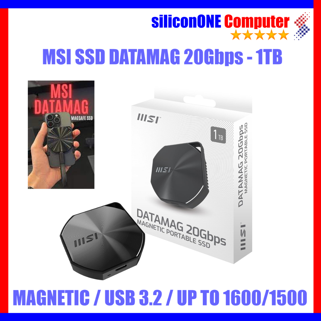 Jual MSI SSD DATAMAG 20Gbps 1TB Speed 1600/1500 - 5 Tahun USB 3.2 Gen 2x2 Storage USB-C Portable ...