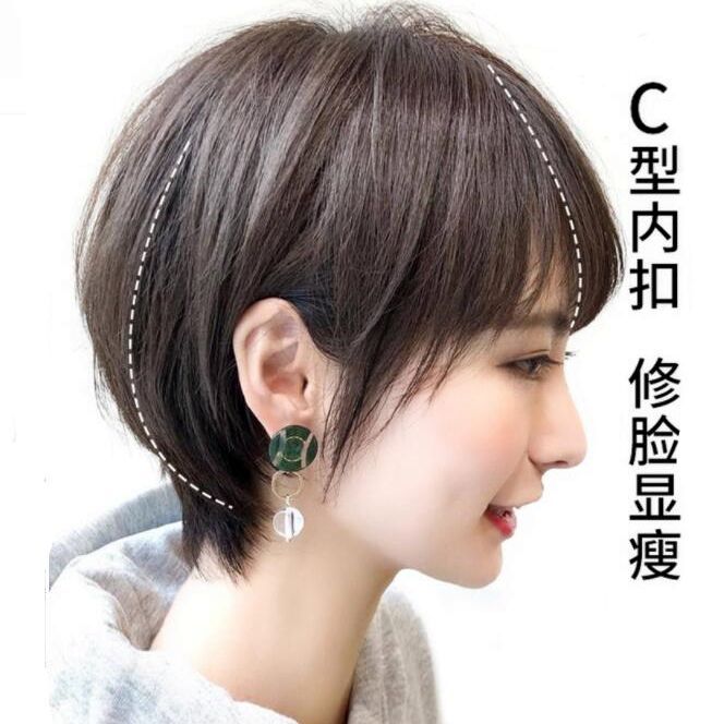 Jual Wig Wanita Rambut Pendek Tipis Tampan, Wig Kepala Palsu Penuh ...