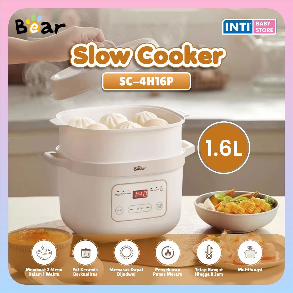 Jual Bear - Slow Cooker 1,6L + Steamer | Panci Keramik | Baby & Family ...