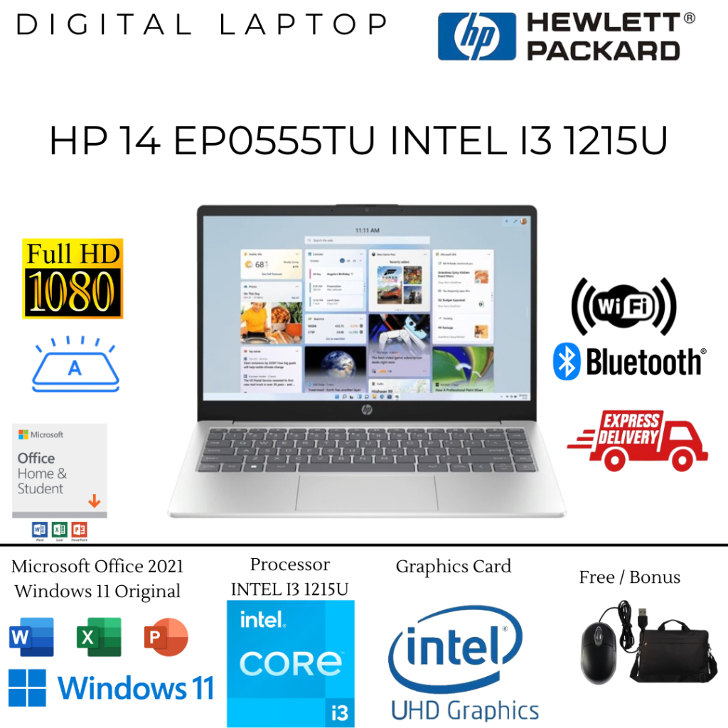 Jual NEW Laptop HP 14 EP0555TU/0556TU/0557TU Intel Core i3 1215U RAM ...