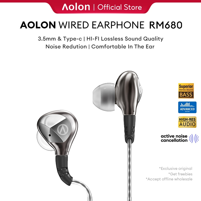 Jual Aolon RM680 Wired Earphone 2026 New Noise Reduction In Ear Bass ...