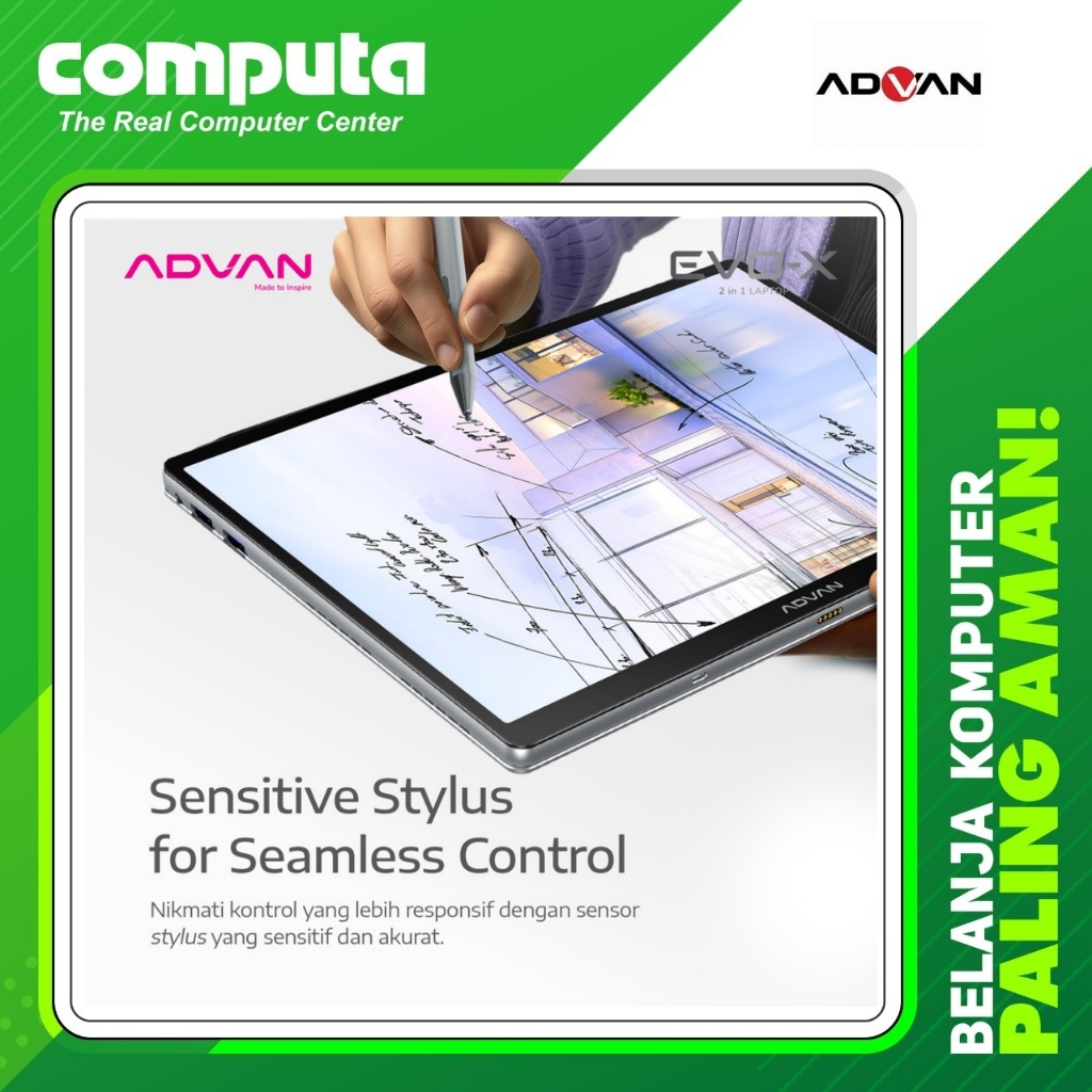 Jual Advan 2 in 1 Evo-X 13 Intel N100 12GB/512GB 2K IPS 100% SRGB Free ...