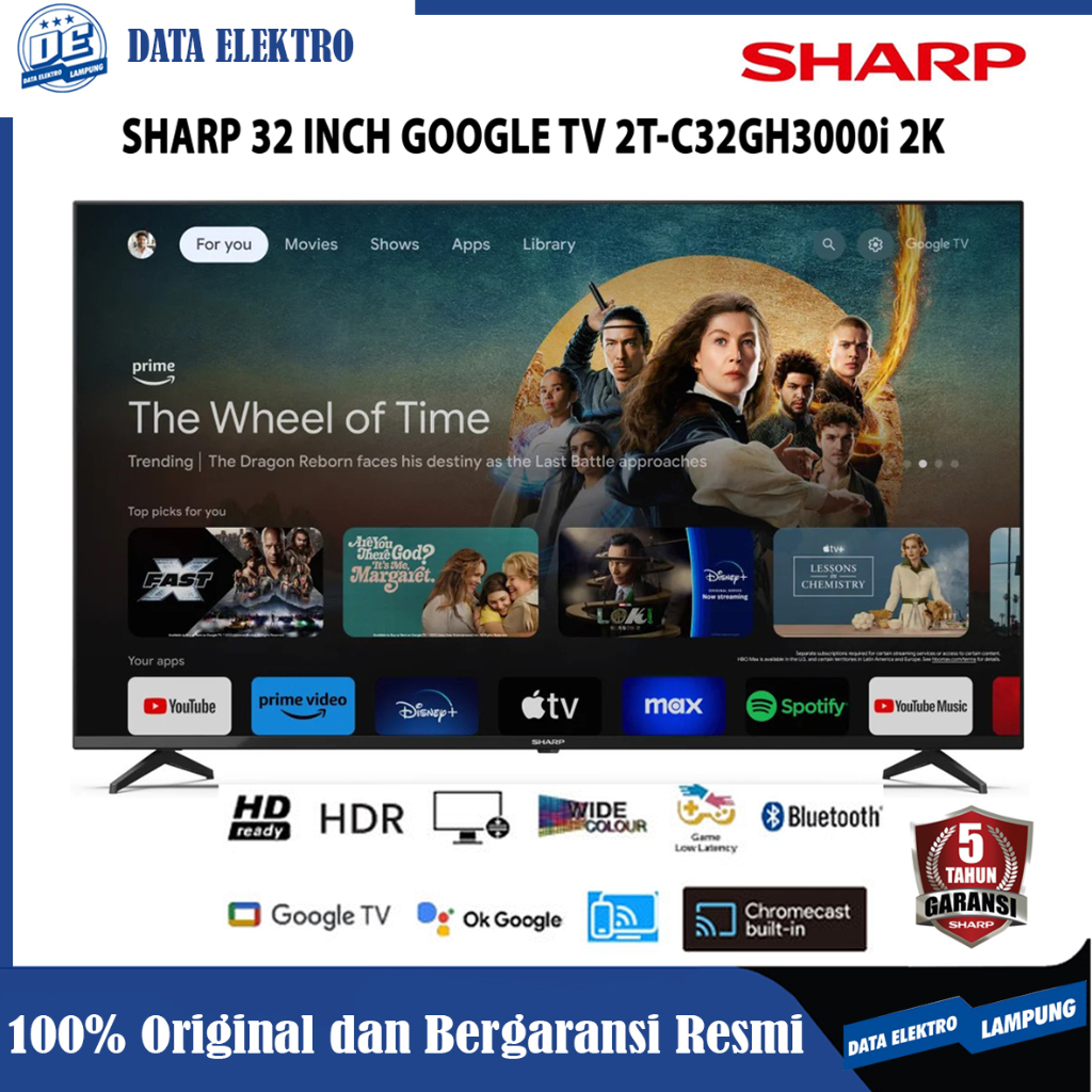 Jual SHARP 32 inch 2T-32GH300i GOOGLE TV - Youtube/Netflix/Bluetooth/Google Voice/Garansi 5 ...