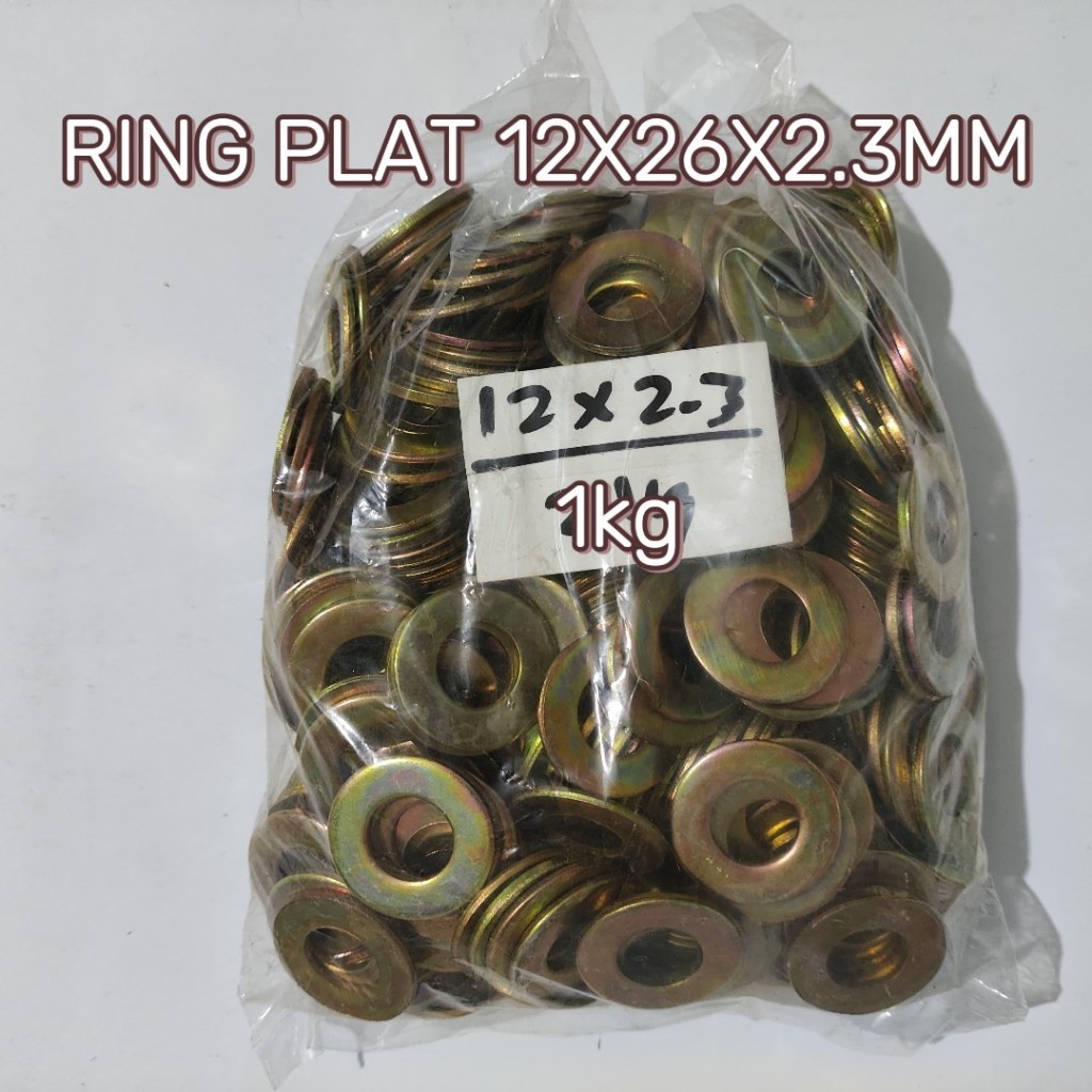 Jual RING PLAT [1 KILOGRAM] 12X26X2.3MM KUNING TEBAL/RING PLAT BAUT M12 ...
