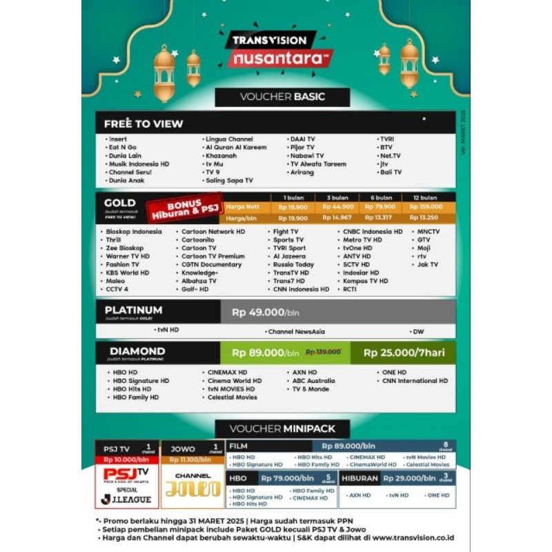 Jual Paket Paket Isi Ulang Minipack Tanaka Nusantara HD Transvision ...