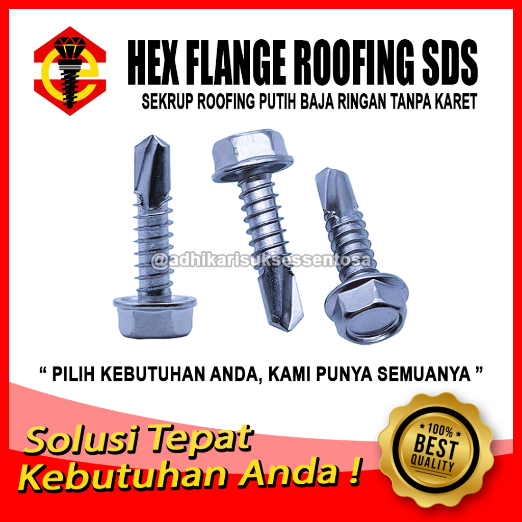 Jual (100 PCS) Sekrup Roofing Putih #12x20 / Baut Baja Ringan 12x3/4 ...