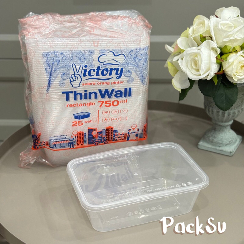 Jual Thinwall Victory Rectangle 750ml / Food Container / Tempat Makan [Isi 25 Pcs] (Persegi ...