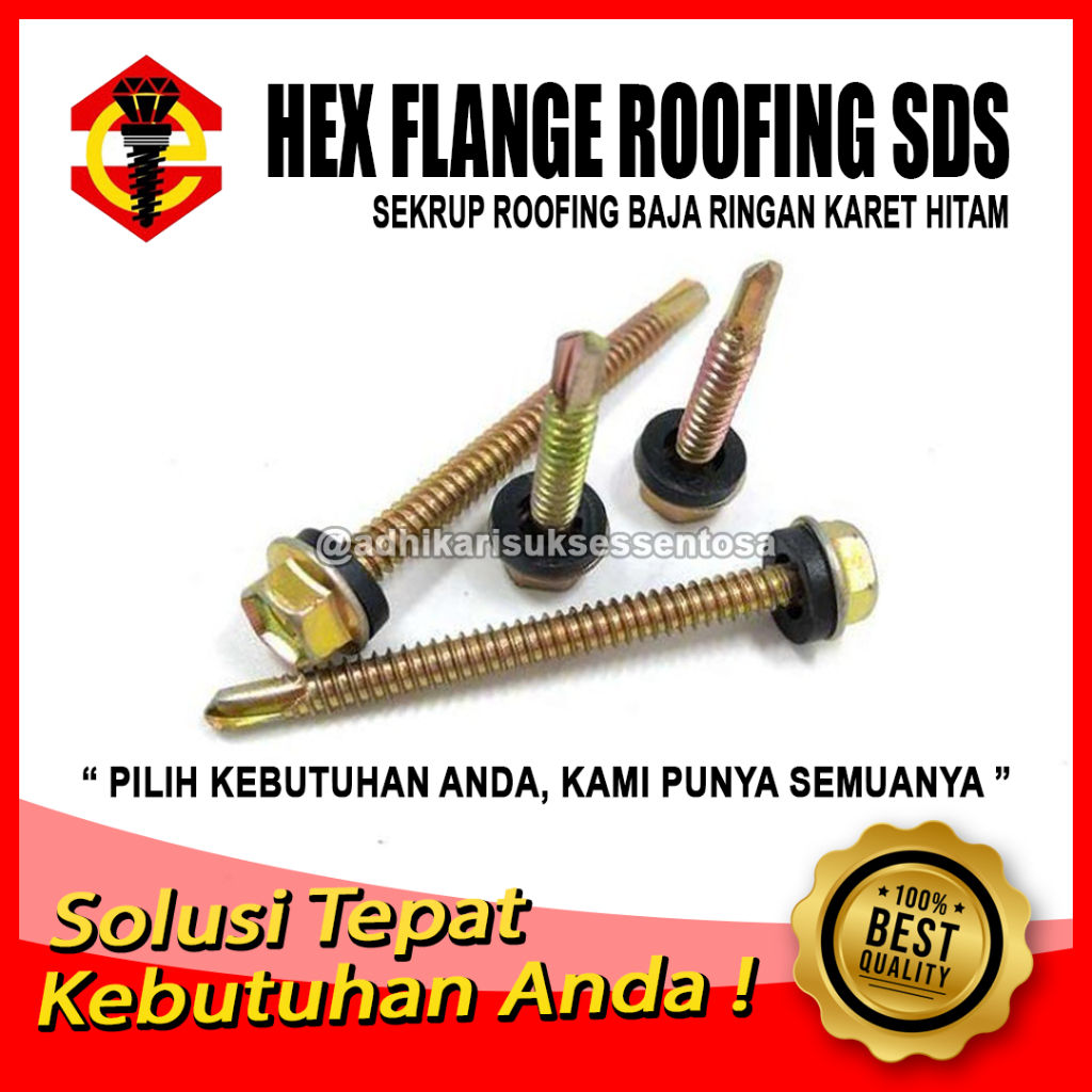 Jual Sekrup Roofing Kuning / Baut Baja Ringan #12x75 (7,5 CM) | Shopee ...
