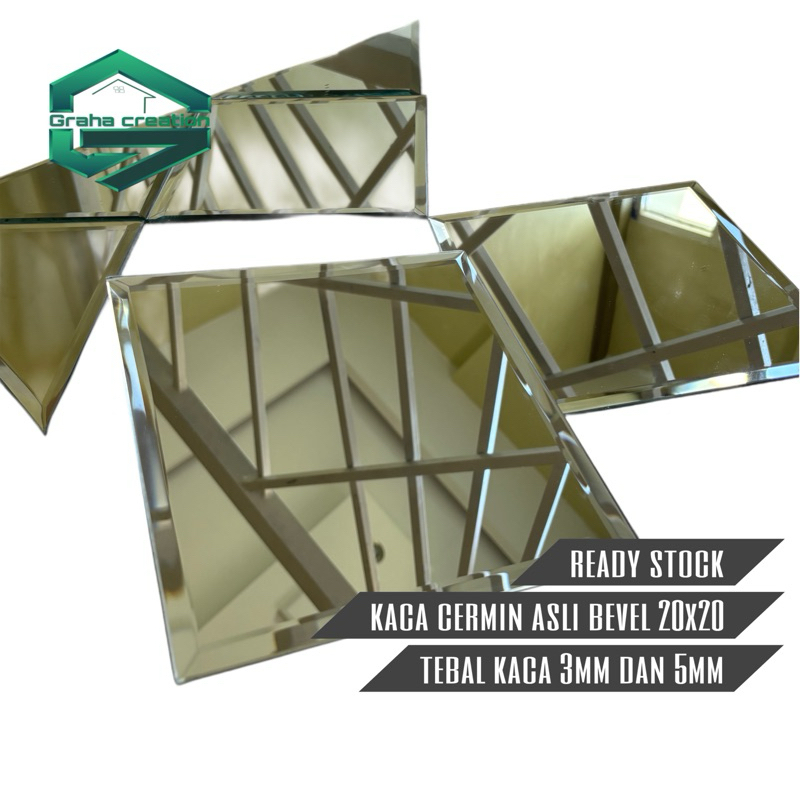 Jual READY kaca cermin bevel 20x20 kaca cermin asli bevel moulding ...