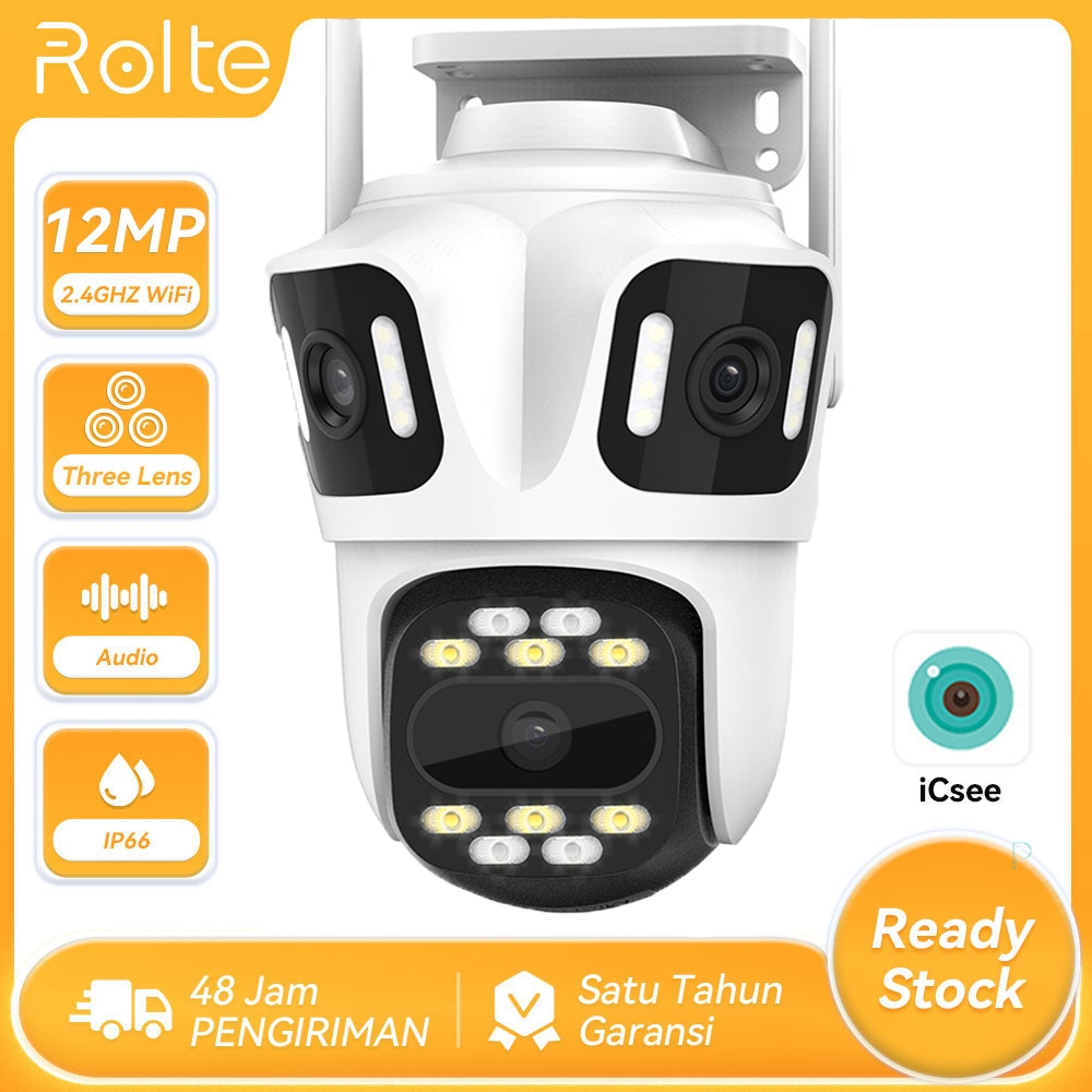 Jual Rolte 12MP Three Lens Outdoor Security Camera 8MP Kamera Dual Lens ...