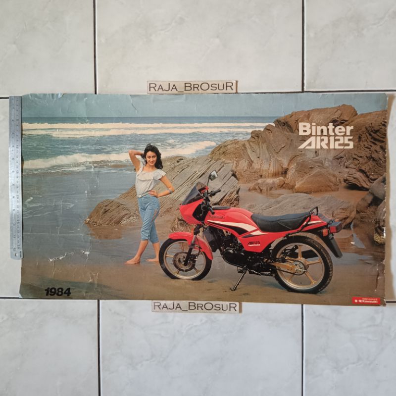 Jual Poster iklan jumbo jadul lawas ex dealer Kawasaki Binter AR125 AR ...