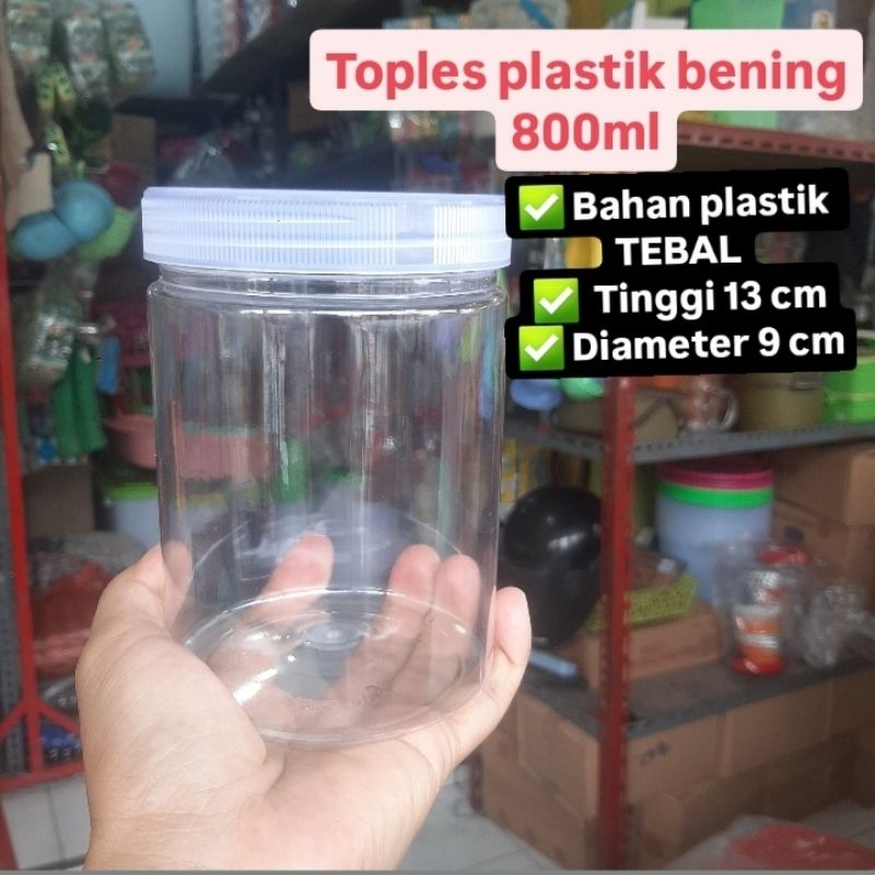 Jual Toples tebal plastik tabung 800 ml / pet / kue kering / toples jar ...
