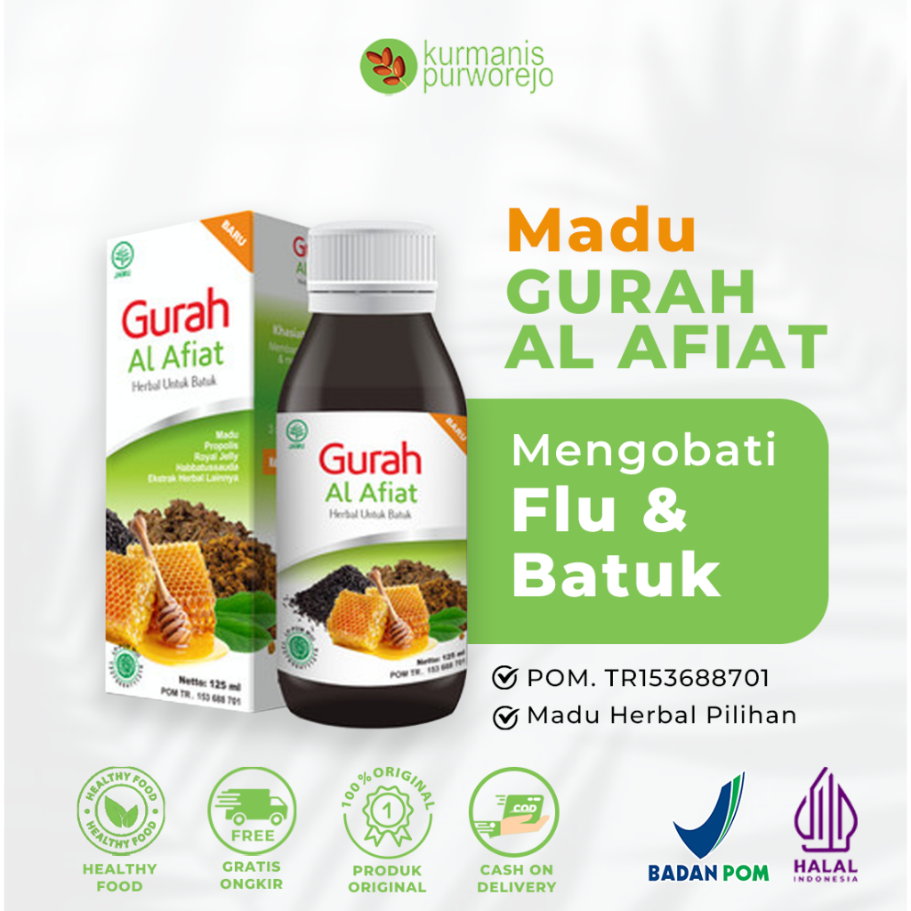 Jual Madu Gurah Al Afiat 125 ml Herbal untuk Batuk Pengencer Dahak dan ...