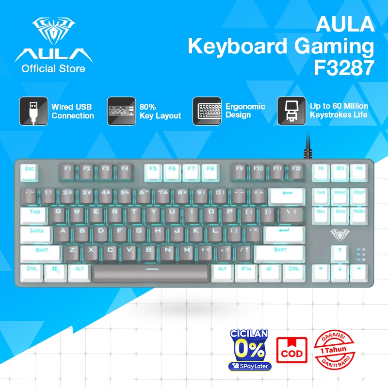 Jual AULA F3287 Keyboard Gaming Mechanical 87 Keys Switch Mechanical ...