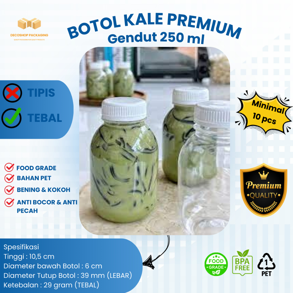 Jual BOTOL PLASTIK PET GENDUT 250ML 250 ML TEBAL 29GR / BOTOL KOPI SUSU ...