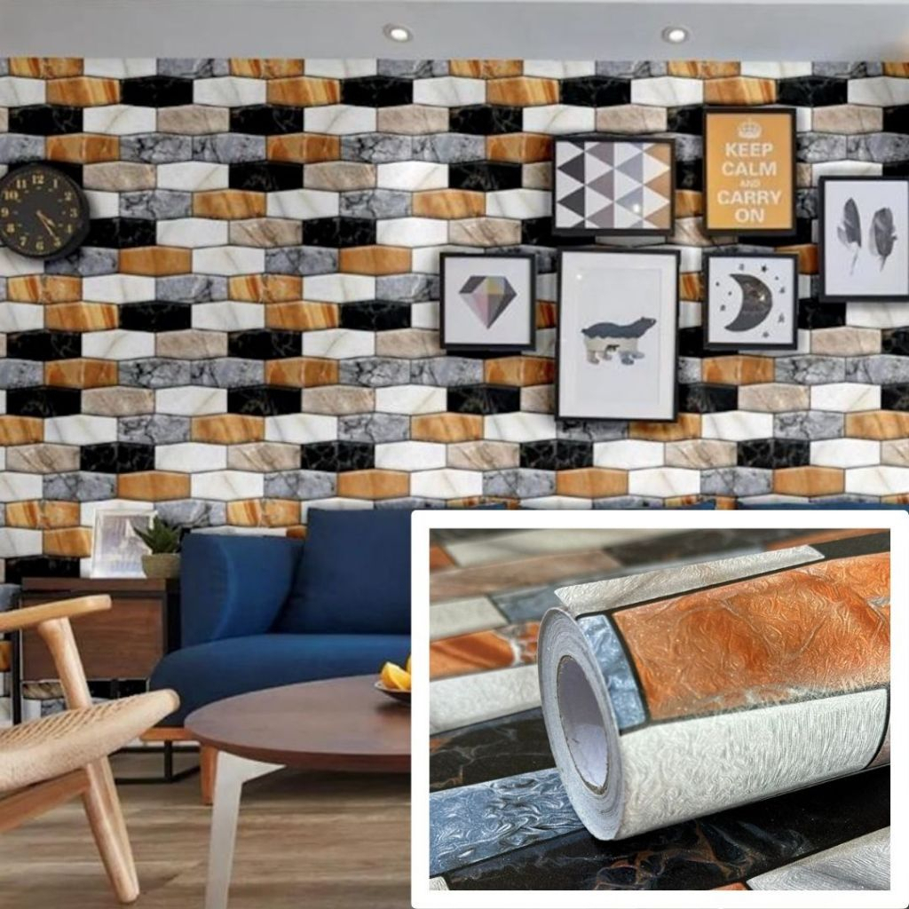 Jual Wallpaper Sticker Dinding Motif Bata Kombinasi 3D Ukuran Panjang 8 ...