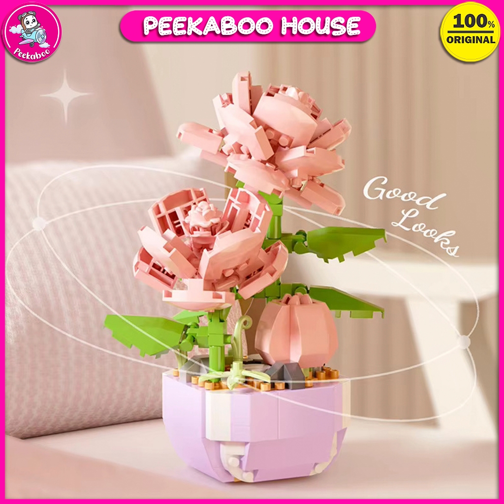 Jual Mainan Balok Susun Nano Block DIY 3D Puzzle Model POTTED FLOWER ...