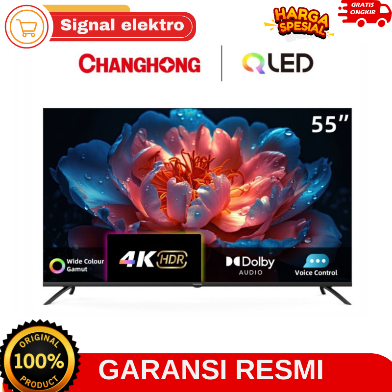 Jual TV CHANGHONG U55QCN1 TV QLED 55 INCH GOOGLE TV SMART TV 55 INCH TV DIGITAL 4K GARANSI RESMI ...