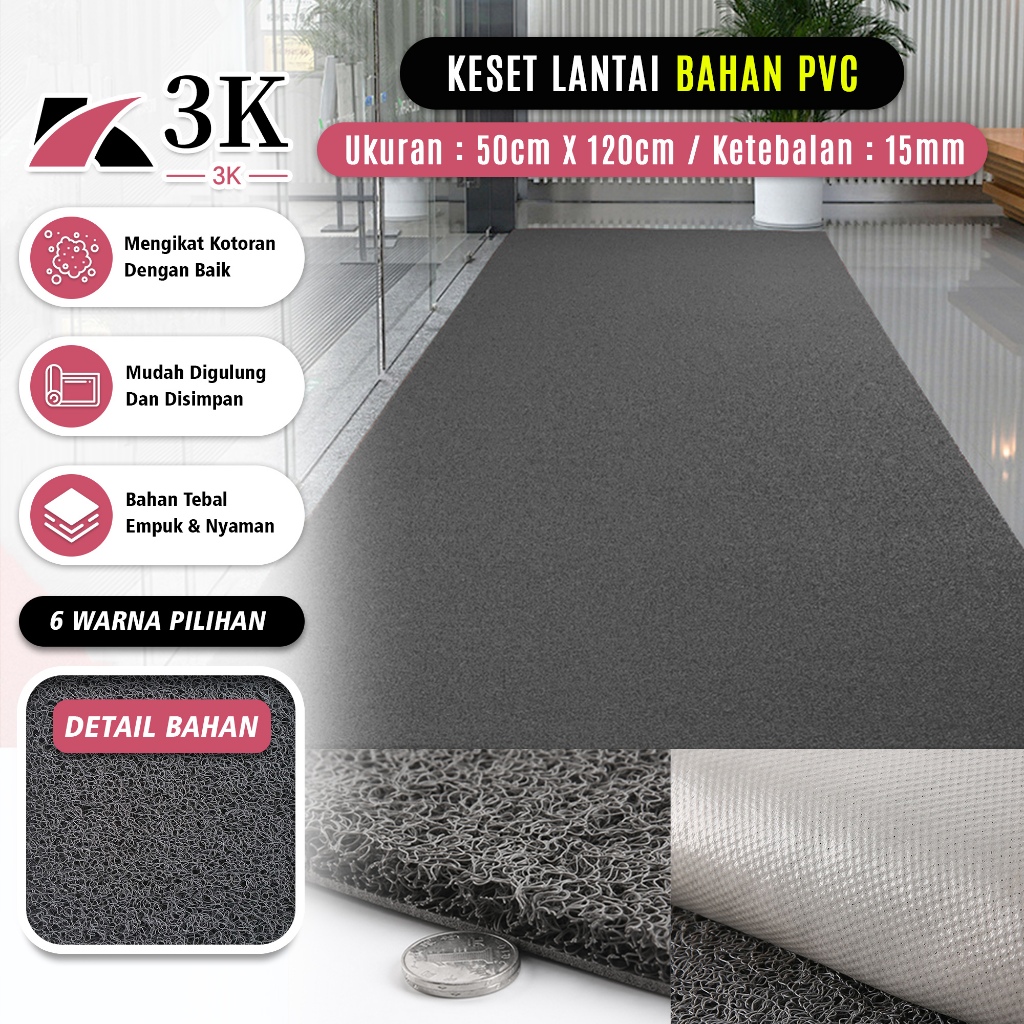 Jual (3K Surabaya) BISA CUSTOM Keset Kamar Mandi PVC Mie Bihun 50x120CM ...