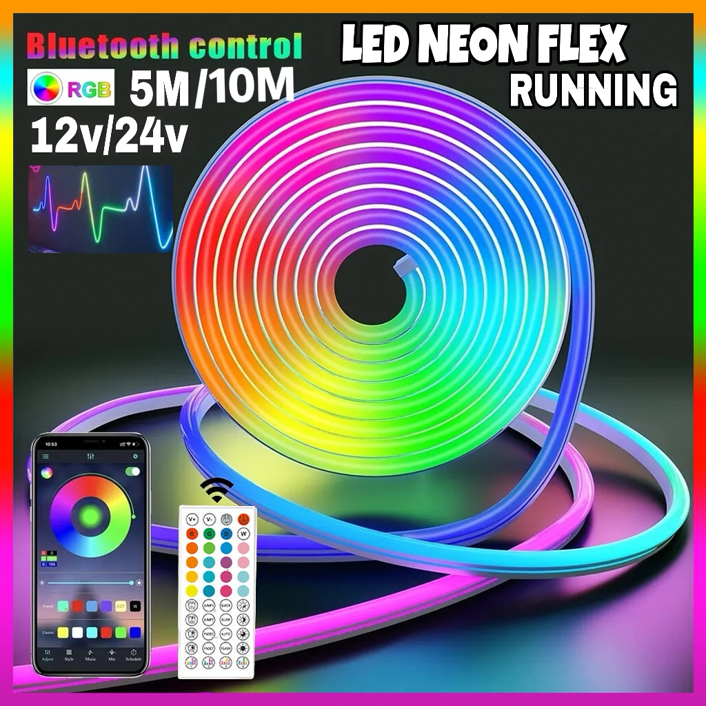 Jual Lampu Neon Flex Running LED Remote 5M/10M Lampu Warna Warni LED ...