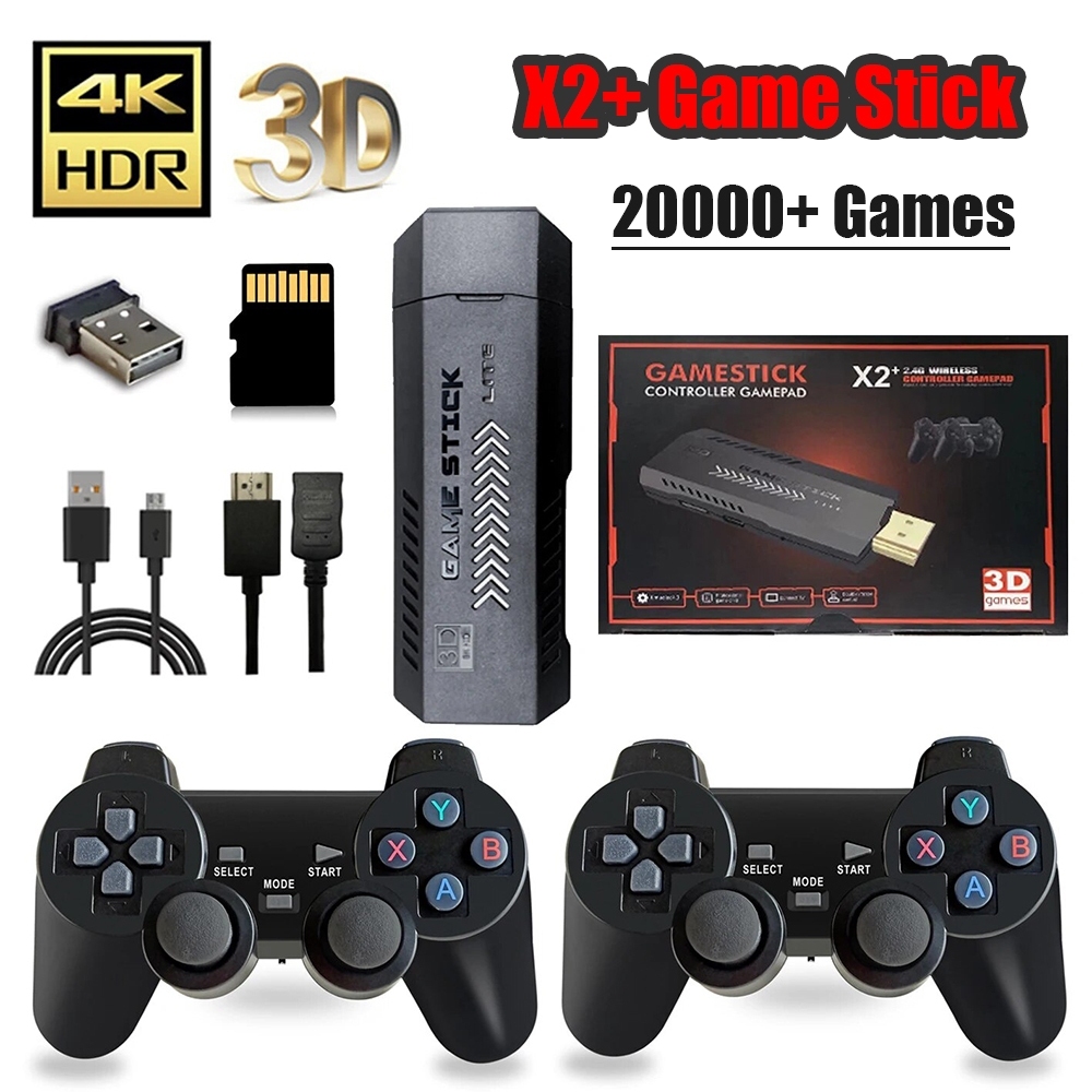 Jual 20000+ Games X2 Plus Video Game Console TV Game Stick 4K HDMI 2.4G Dual Wireless Controller ...