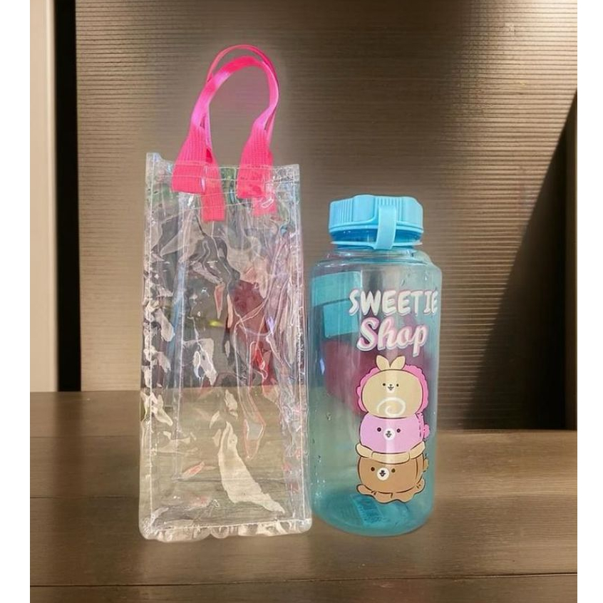 Jual Tas Botol PVC Mika Transparant Tebal 0.2 Size 10 x 10 x 25 Cm Tali ...