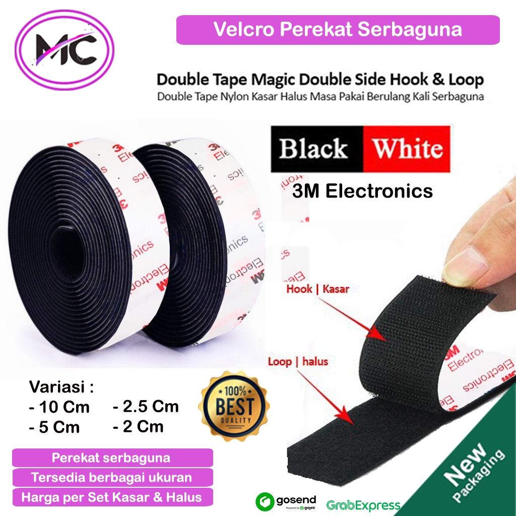 Jual Velcro Double Tape 3M Fastener Nylon Velkro Tape Hook & Loop ...