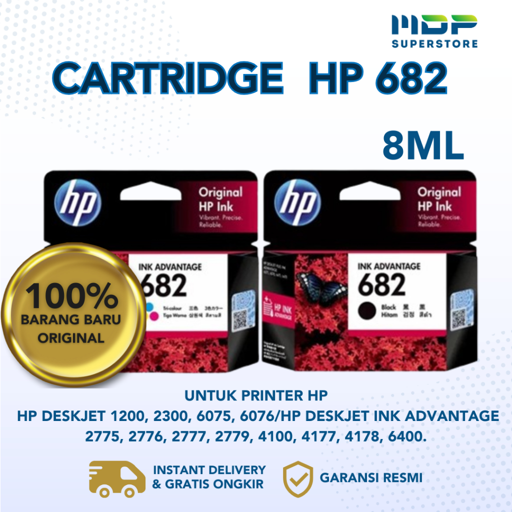 Jual HP CATHRIDGE 682 TINTA PRINTER ORIGINAL (BLACK & TRI COLOR INK ...