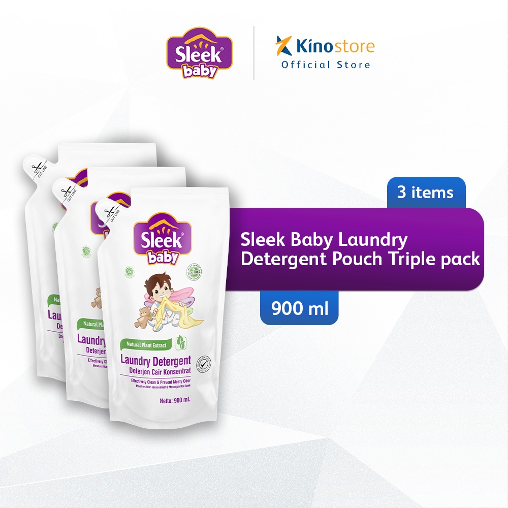 Jual Sleek Baby Laundry Detergent Pouch 900ml Triple Pack | Shopee ...